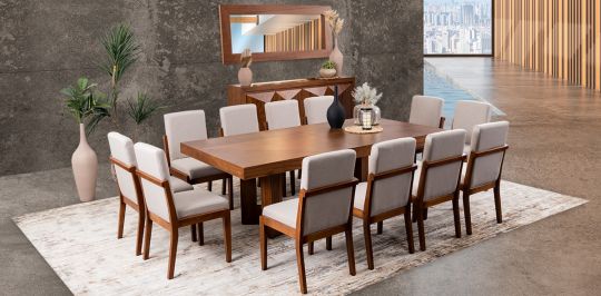 Comedor Rectangular Creta Con Sillas Arena 240 Cms